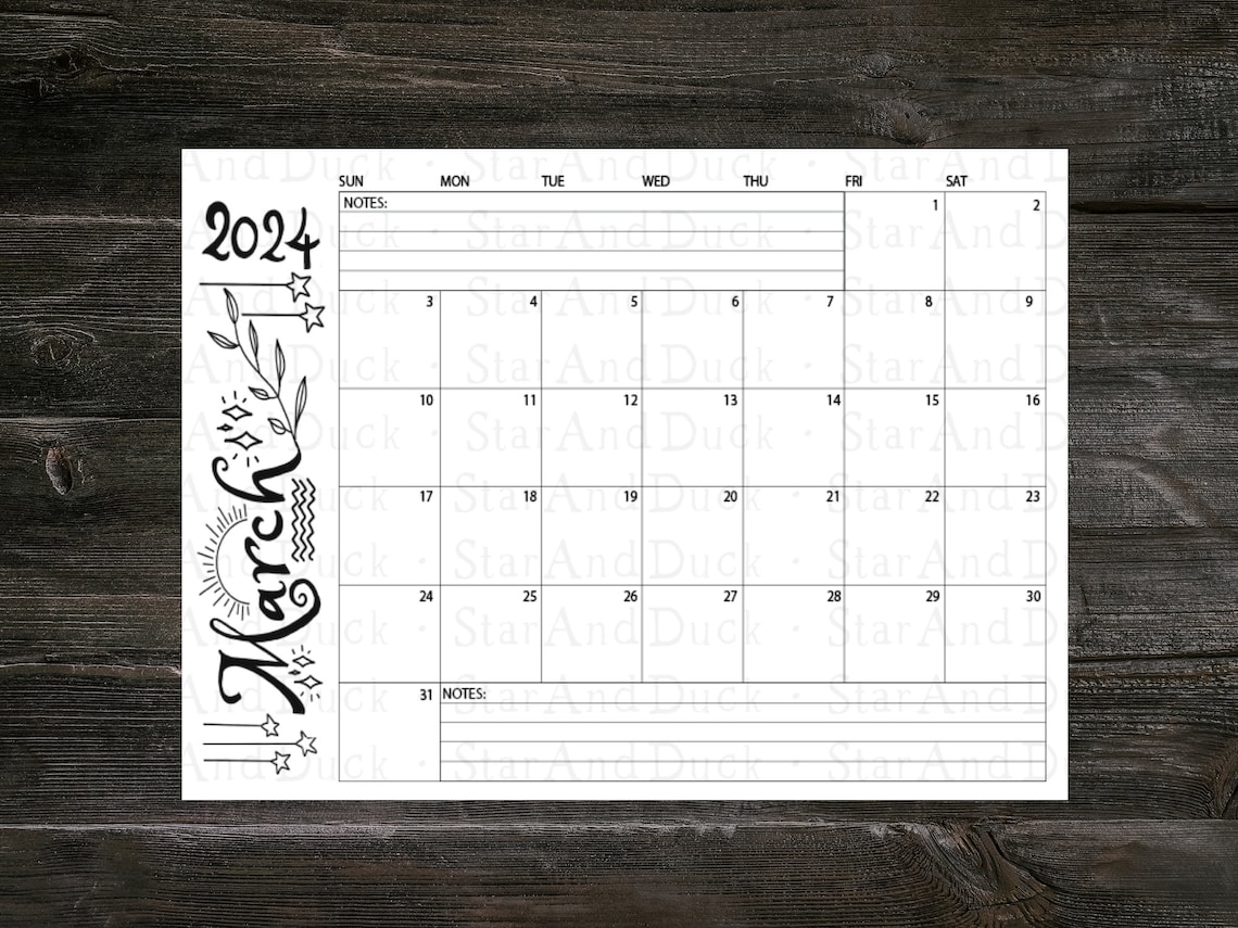 March 2024 Printable Calendar, Monthly Calendar Printable, U.S. Letter ...