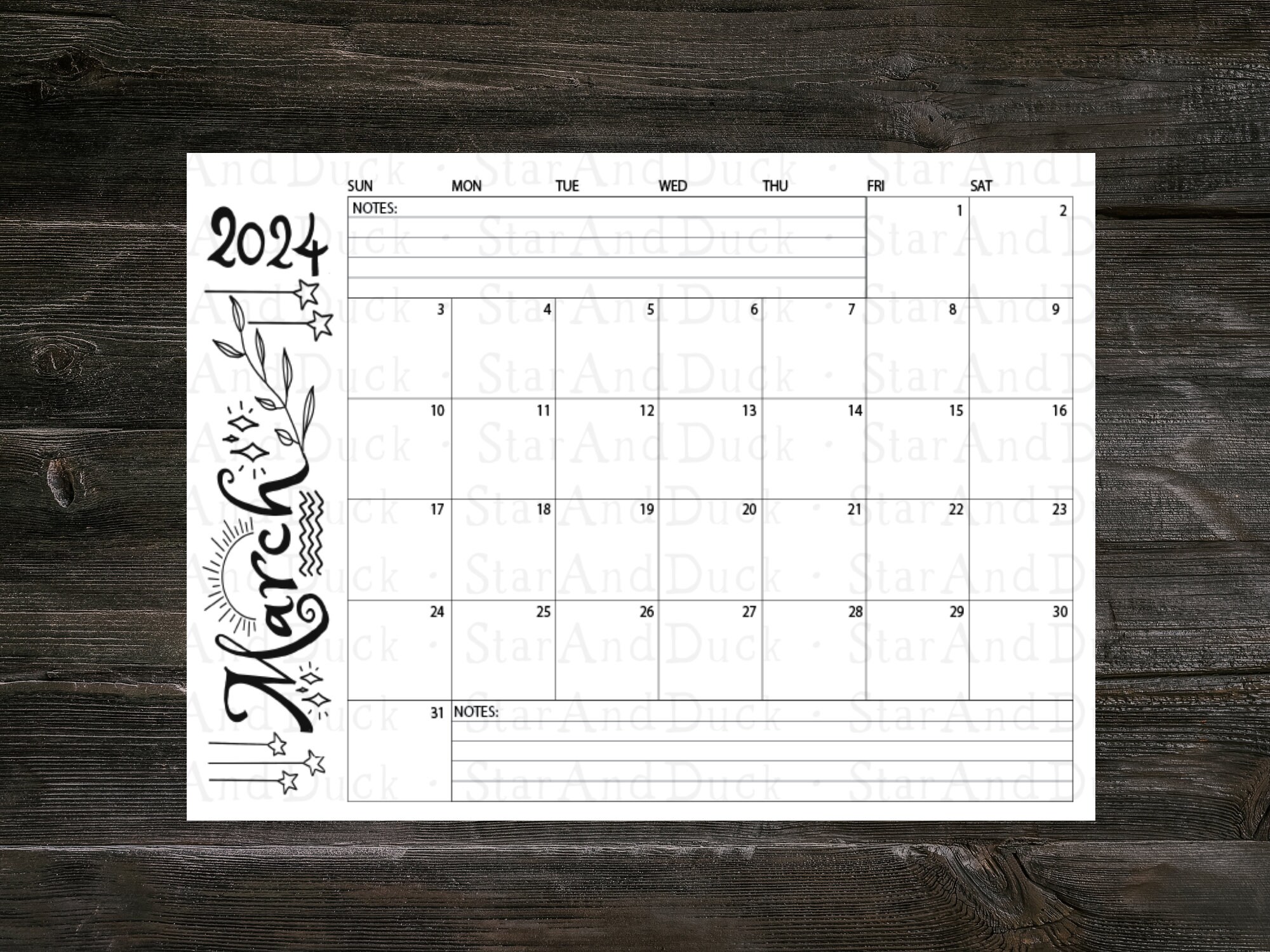 March 2024 Printable Calendar, Monthly Calendar Printable, U.S. Letter ...