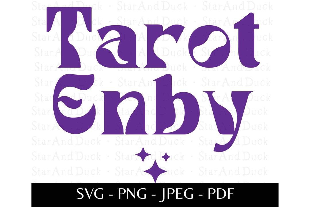 Tarot Enby SVG in Purple, Tarot Cut File, Retro Font, Enby Witch PNG, Queer Tarot SVG, Nonbinary ...