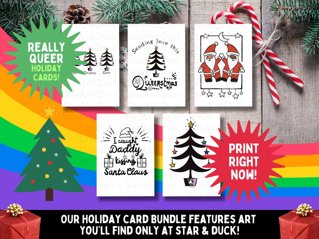 Printable LGBTQIA Holiday Greeting Card Bundle | Queer Merry Christmas ...