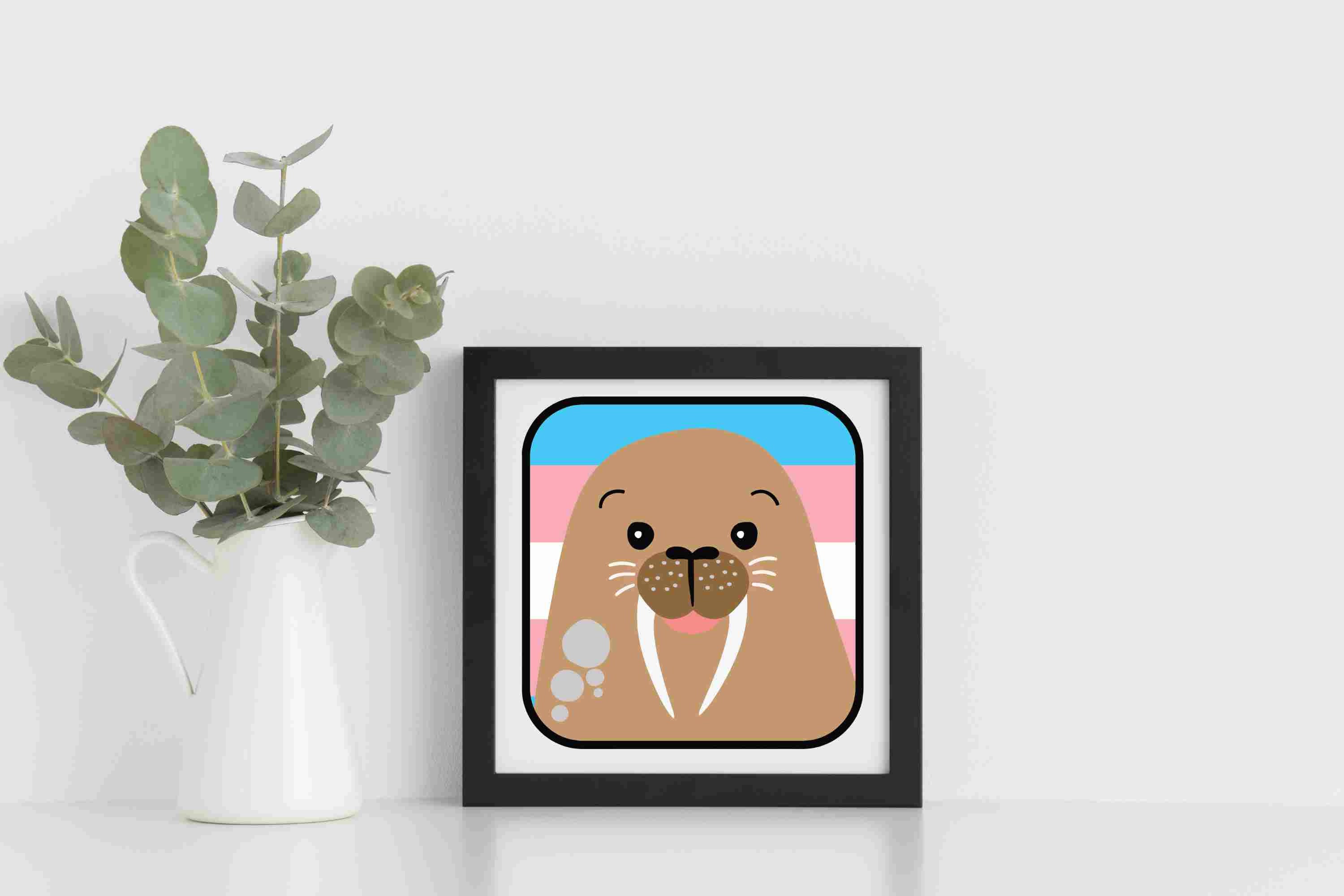 Walrus SVG in Trans Flag Colors With PNG and Other Files, Subtle ...