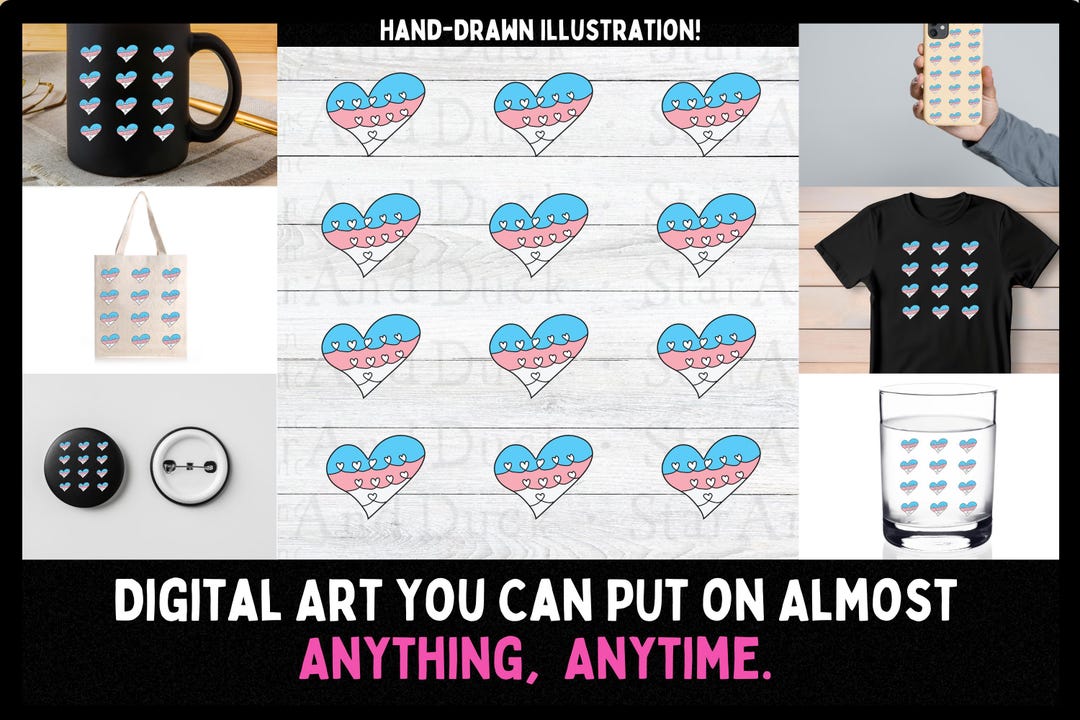 Trans Pride Transgender Heart Subtle Trans Pride Digital Print Subtle ...