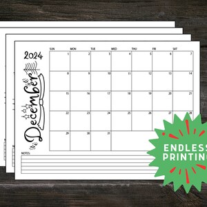 December 2024 Printable Calendar, Monthly Calendar Printable, U.S ...