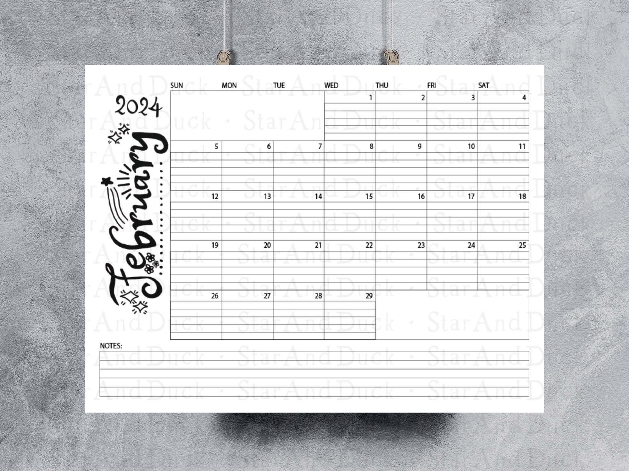 February 2024 Printable Calendar in Pink, Dated, Holidays Included, US ...