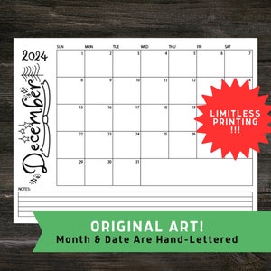 December 2024 Printable Calendar, Monthly Calendar Printable, U.S ...