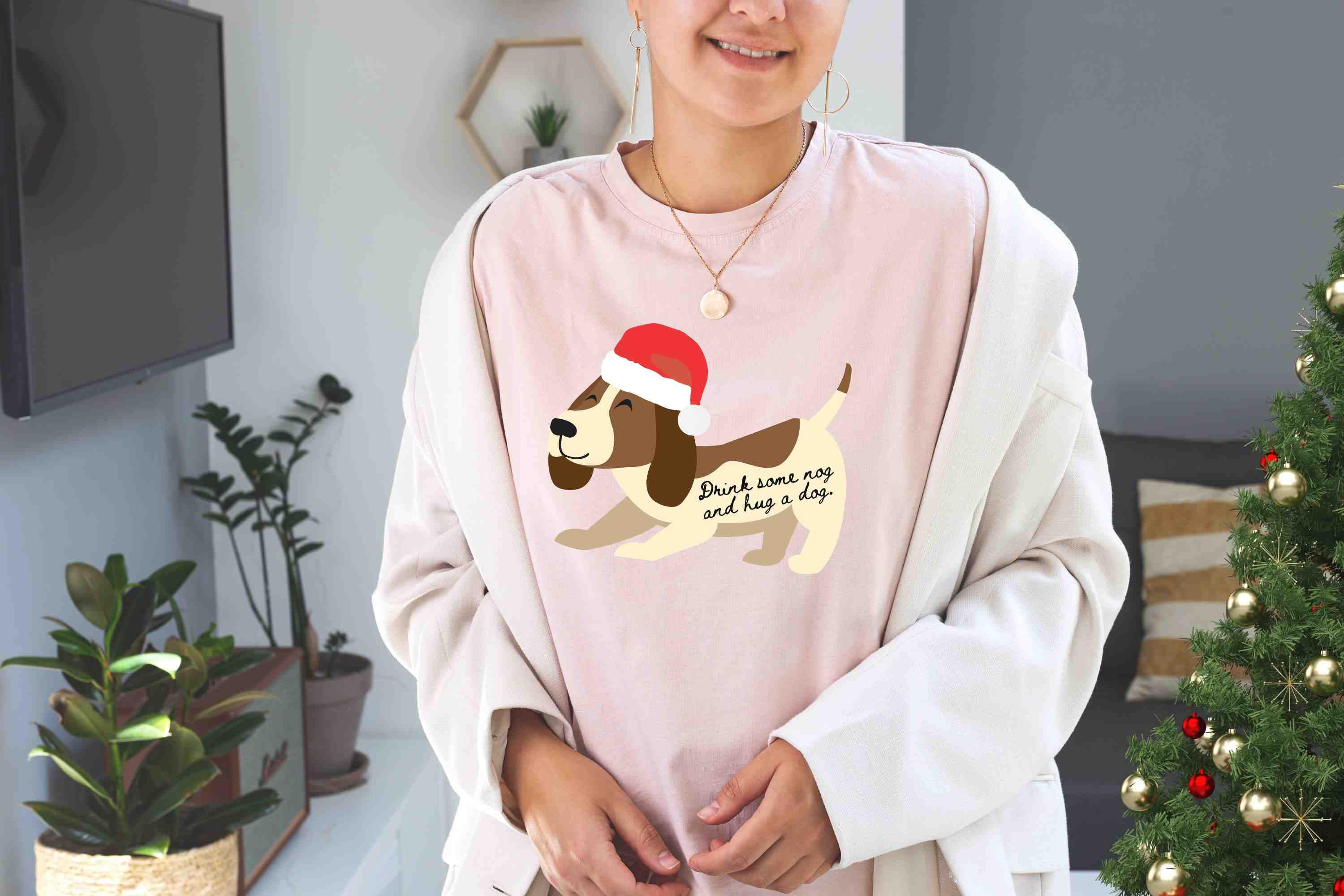 Drink Some Nog and Hug a Dog SVG, PNG, and Others, Xmas Dog Holiday ...
