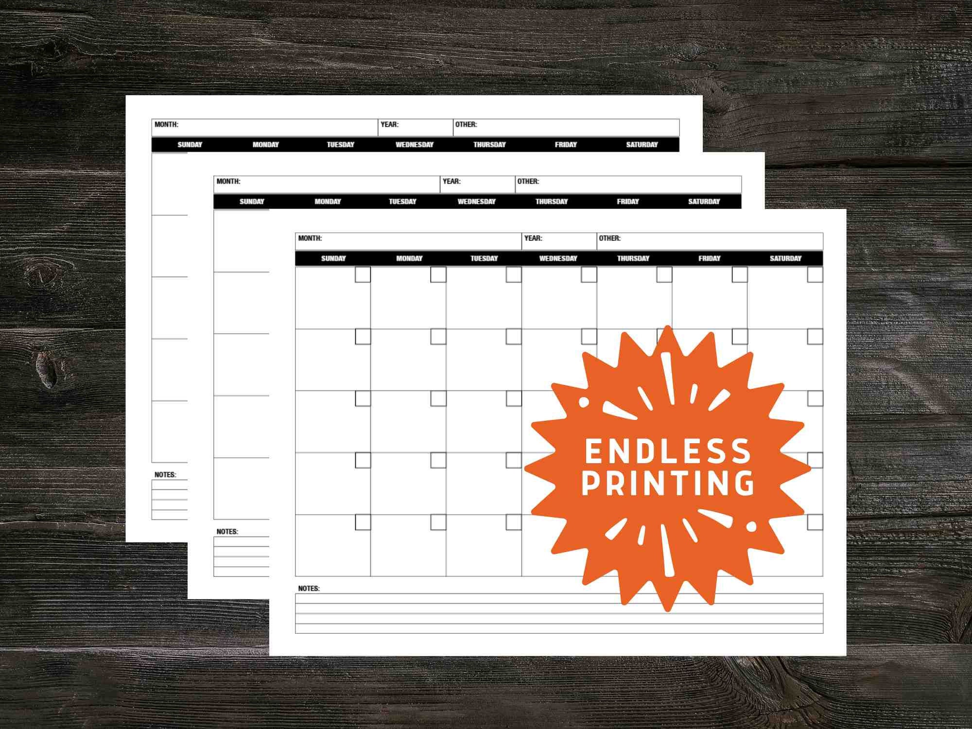 Printable Calendar Blank, Plain Blank Calendar, Undated Monthly ...
