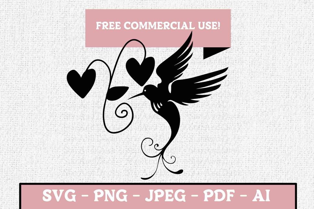 Hummingbird Heart SVG, PNG and Other Files, Hummingbird Heart Flower ...