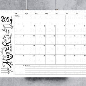 March 2024 Printable Calendar, Monthly Calendar Printable, U.S. Letter ...