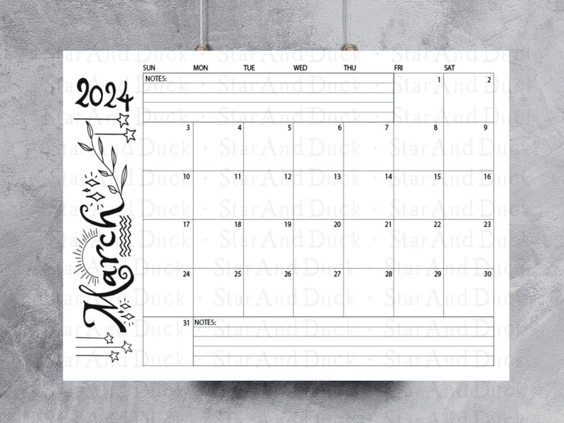March 2024 Printable Calendar, Monthly Calendar Printable, U.S. Letter ...