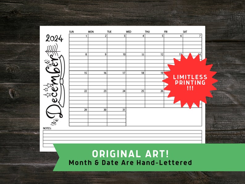 December 2024 Printable Calendar, Monthly Calendar Printable, U.S ...