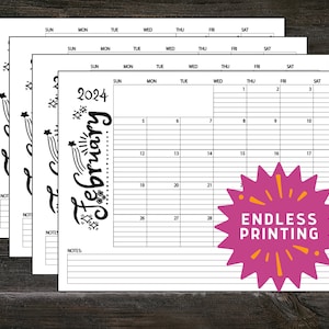 February 2024 Printable Calendar in Pink, Dated, Holidays Included, US ...