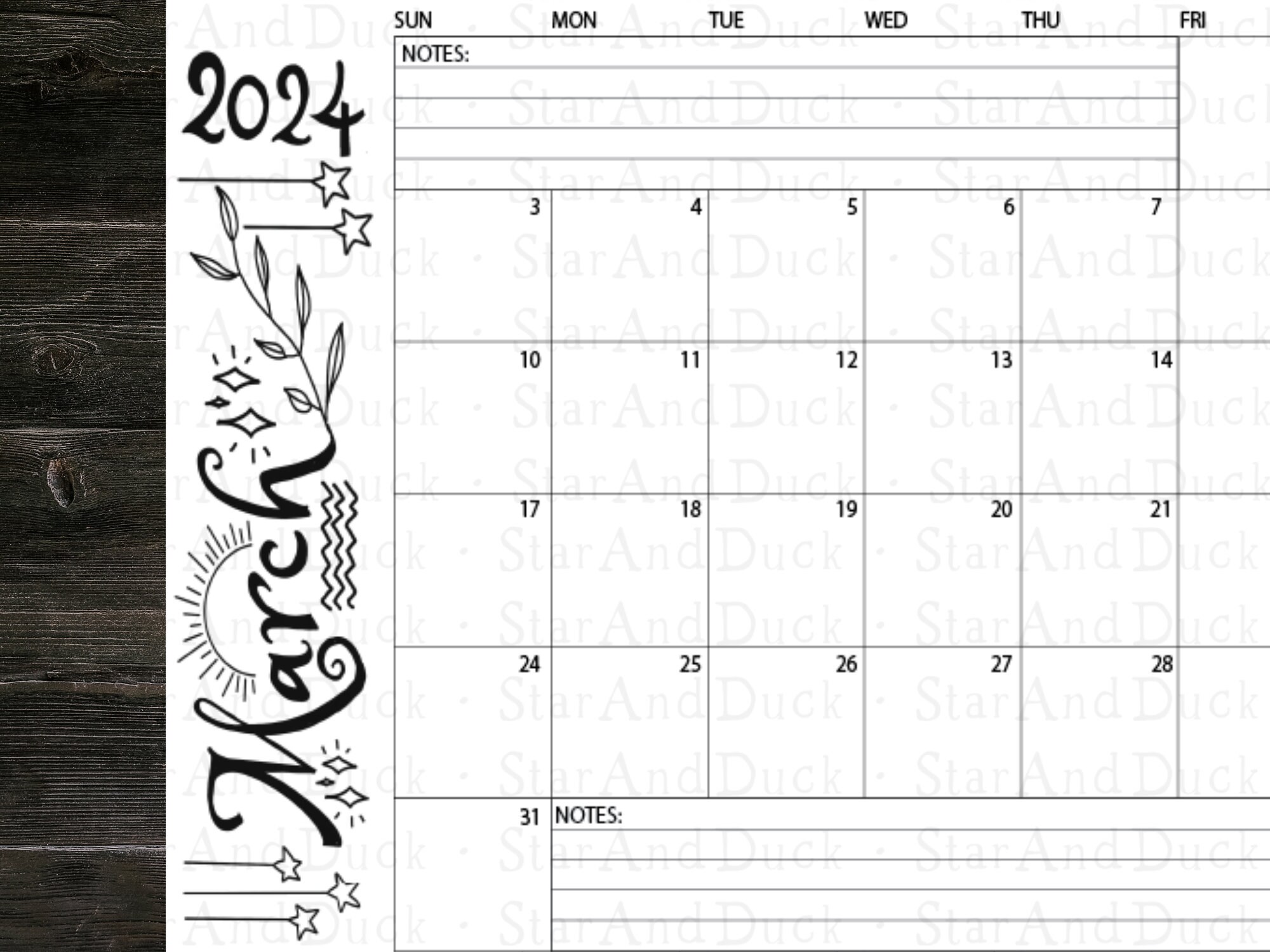 March 2024 Printable Calendar, Monthly Calendar Printable, U.S. Letter ...