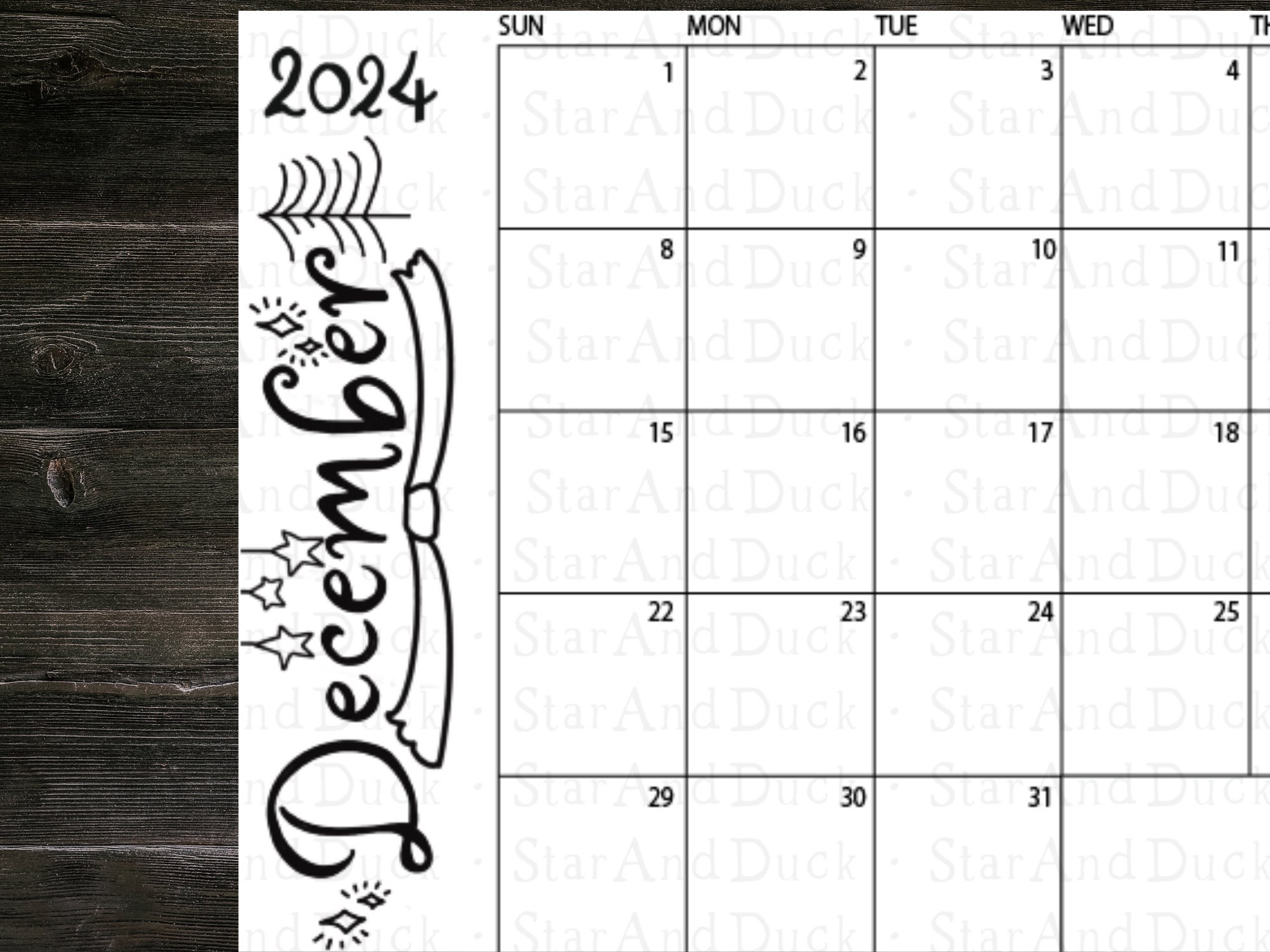 December 2024 Printable Calendar, Monthly Calendar Printable, U.S ...