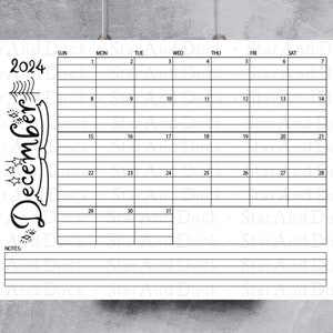 December 2024 Printable Calendar, Monthly Calendar Printable, U.S ...