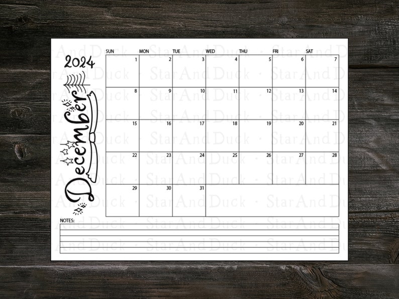 December 2024 Printable Calendar, Monthly Calendar Printable, U.S ...