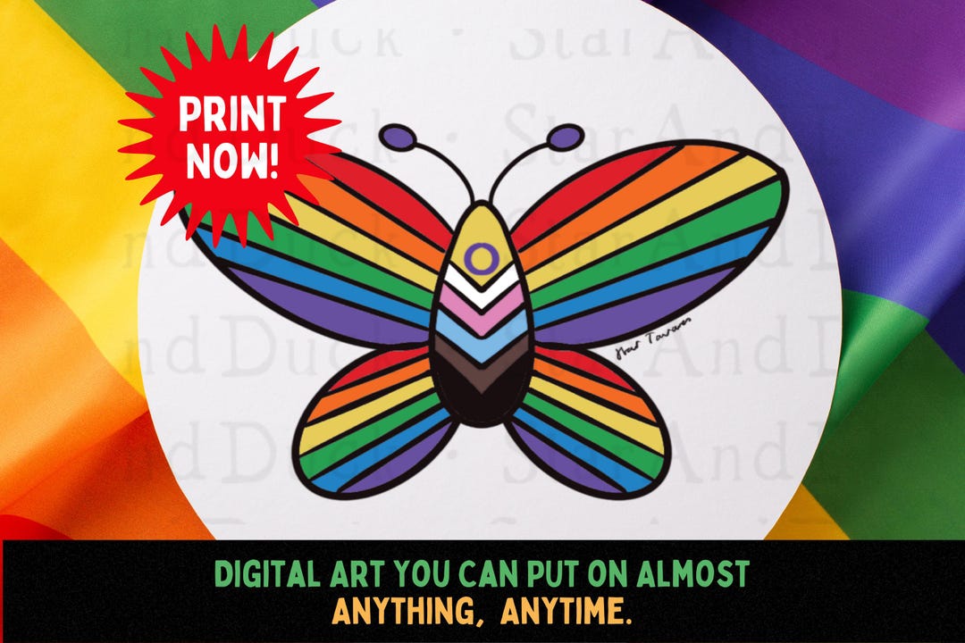 Printable Pride Butterfly Digital Art | Hand Drawn | Pride Flag Art ...