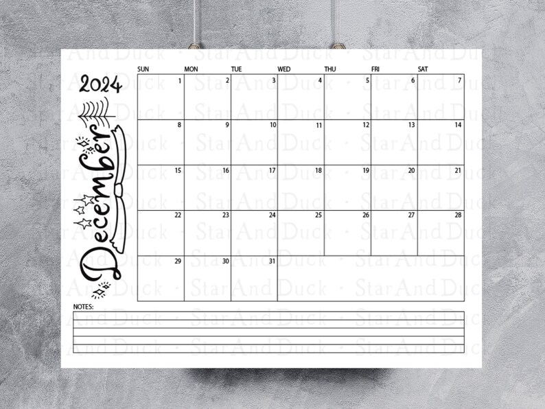 December 2024 Printable Calendar, Monthly Calendar Printable, U.S ...
