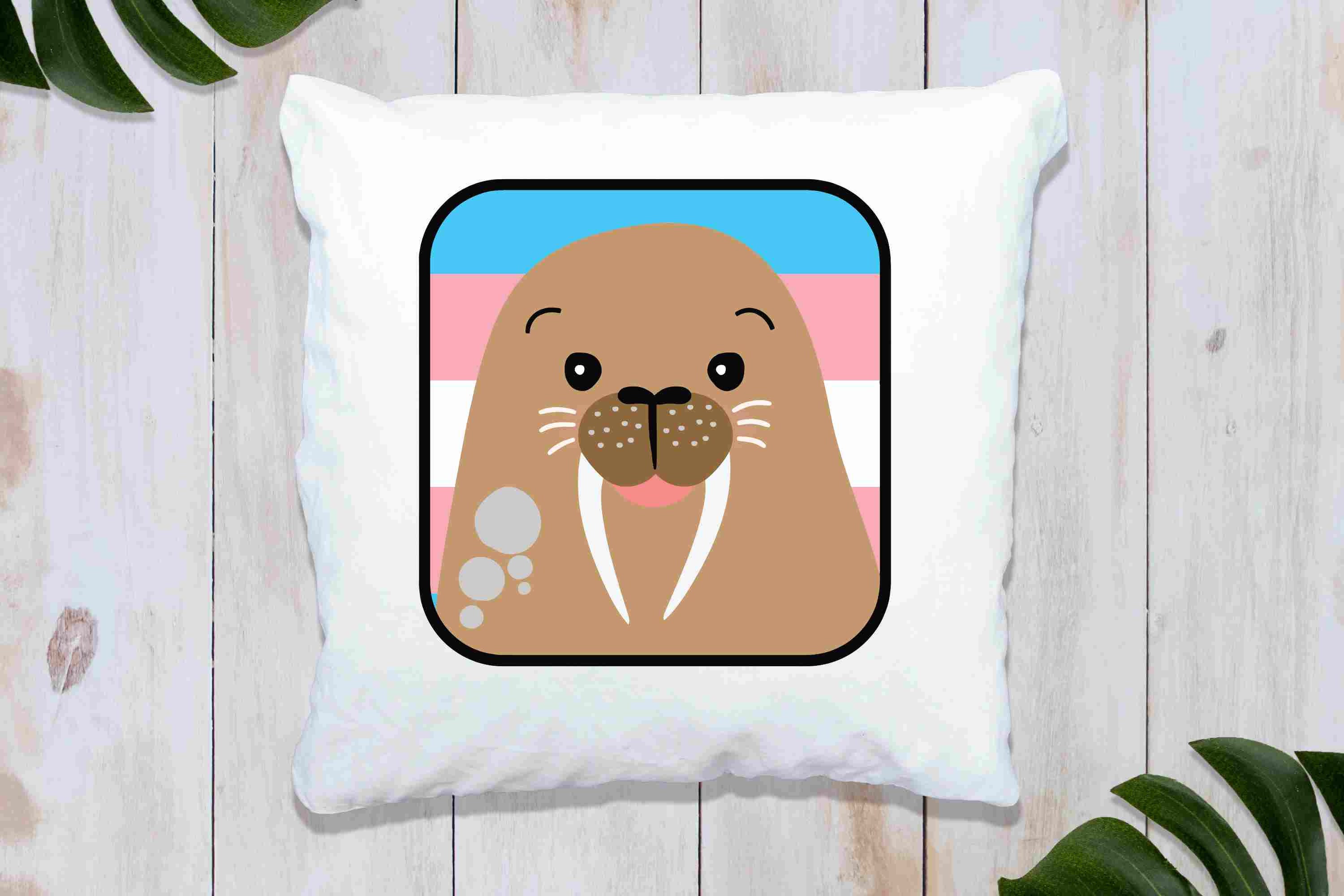 Walrus SVG in Trans Flag Colors With PNG and Other Files, Subtle ...