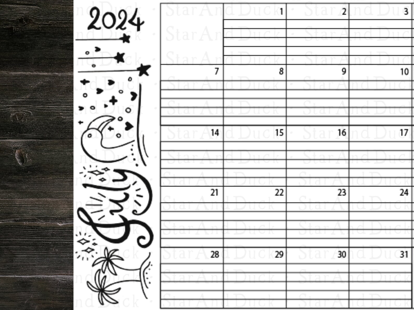 July 2024 Printable Calendar, Monthly Calendar Printable, U.S. Letter ...
