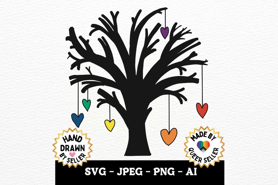 Hand Drawn Pride Tree SVG, PNG and More, Subtle Pride Graphic, Pride ...