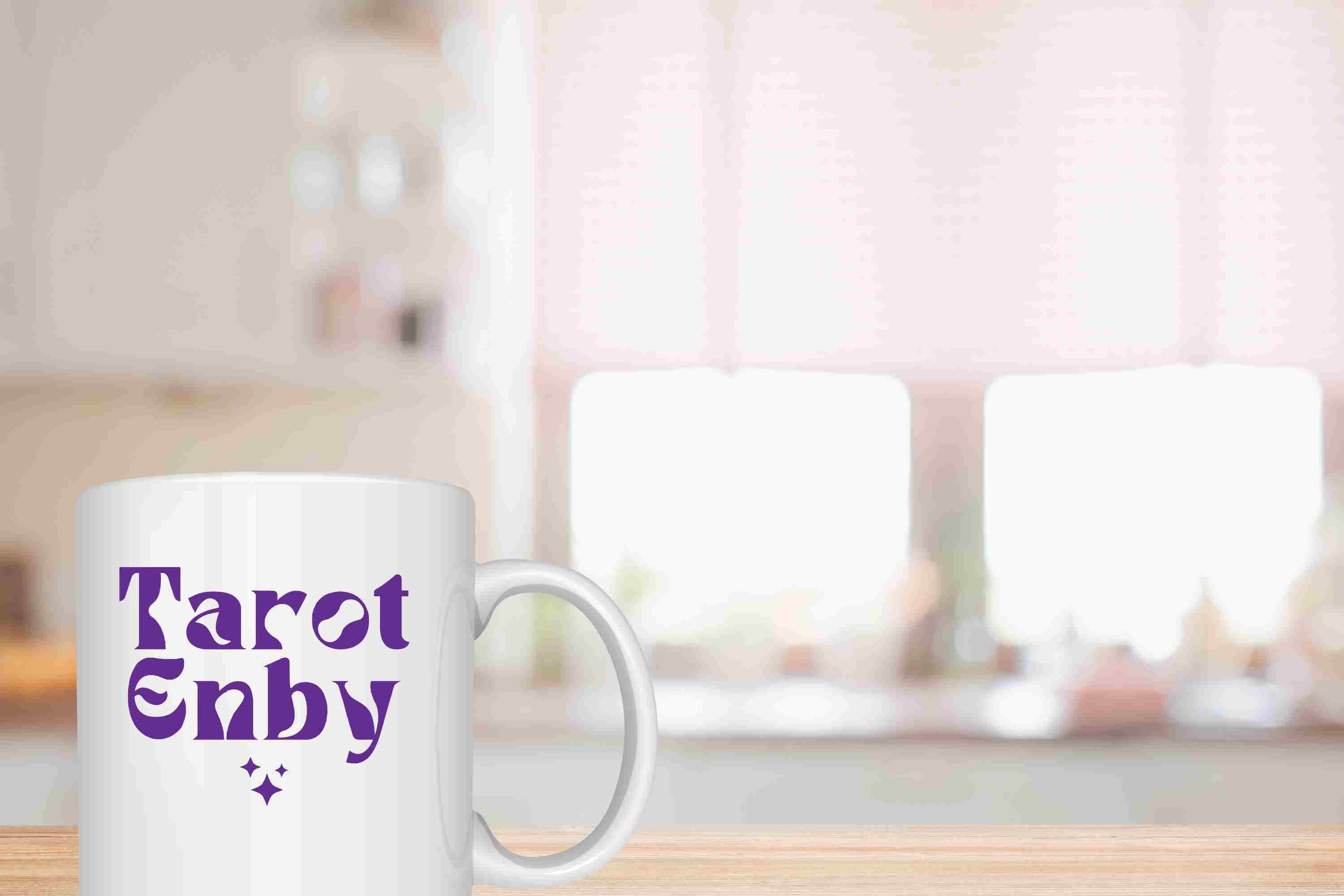 Tarot Enby SVG in Purple, Tarot Cut File, Retro Font, Enby Witch PNG, Queer Tarot SVG, Nonbinary ...