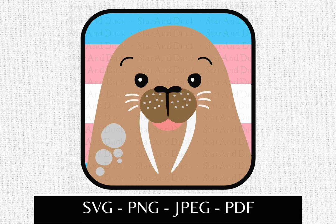 Walrus SVG in Trans Flag Colors With PNG and Other Files, Subtle ...