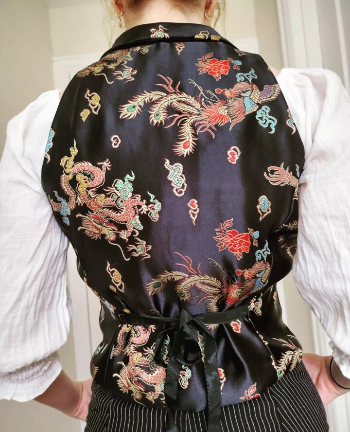 Silk Waistcoat, Retro Waistcoat, Silk Top, Double Breasted Top ...