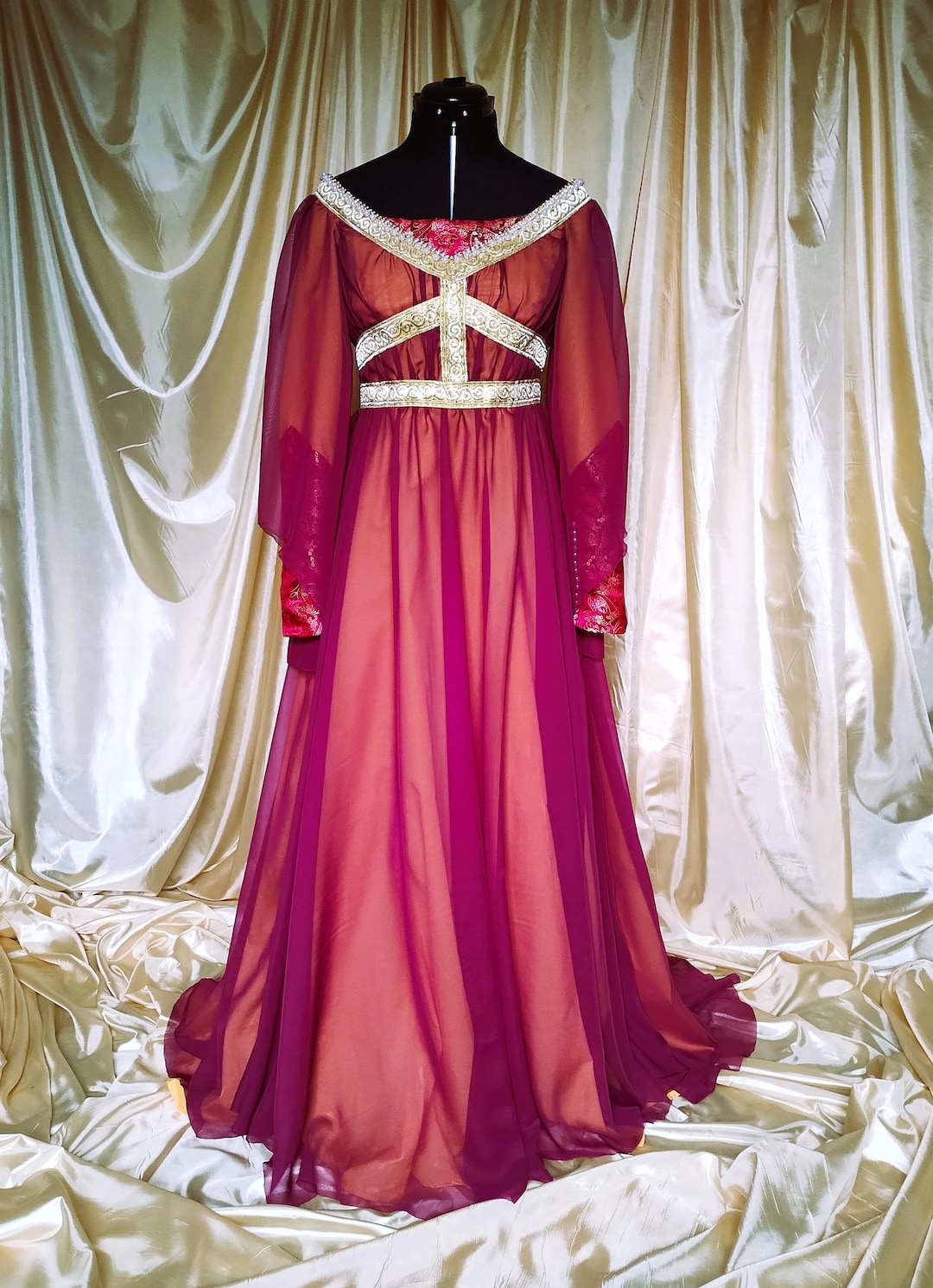 Red Fantasy Gown, Elven Dress, Fantasy Clothing, Red Dress, Evening ...
