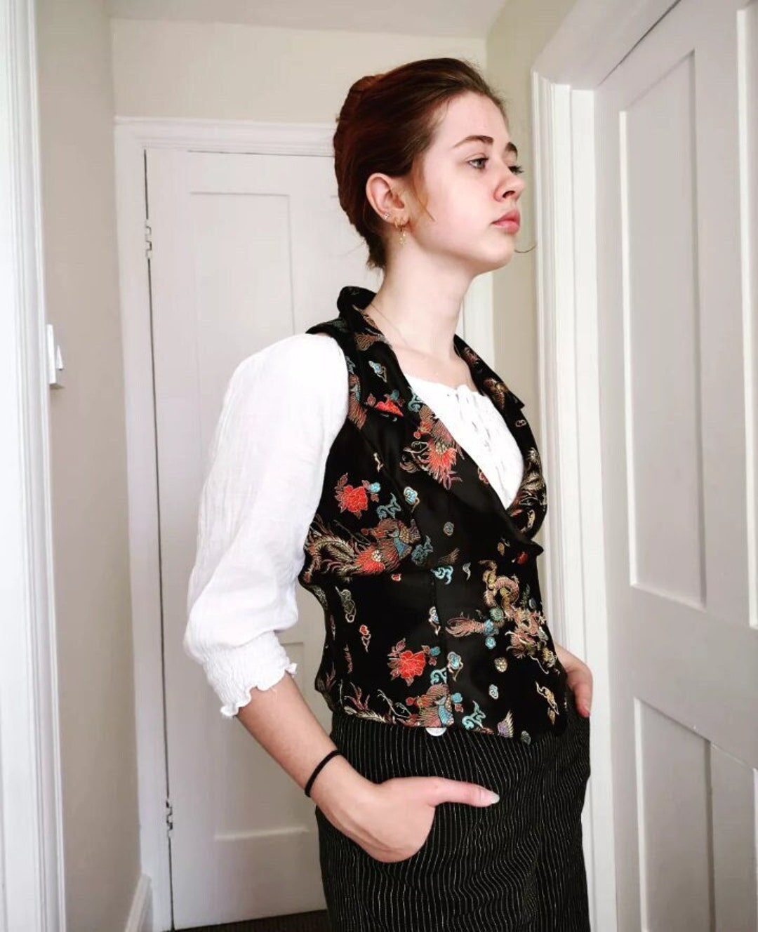 Silk Waistcoat, Retro Waistcoat, Silk Top, Double Breasted Top ...