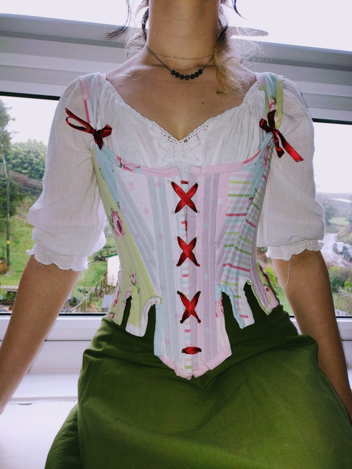 18th Century Stays Front and Back Lacing Floral Cotton Stays Historical ...