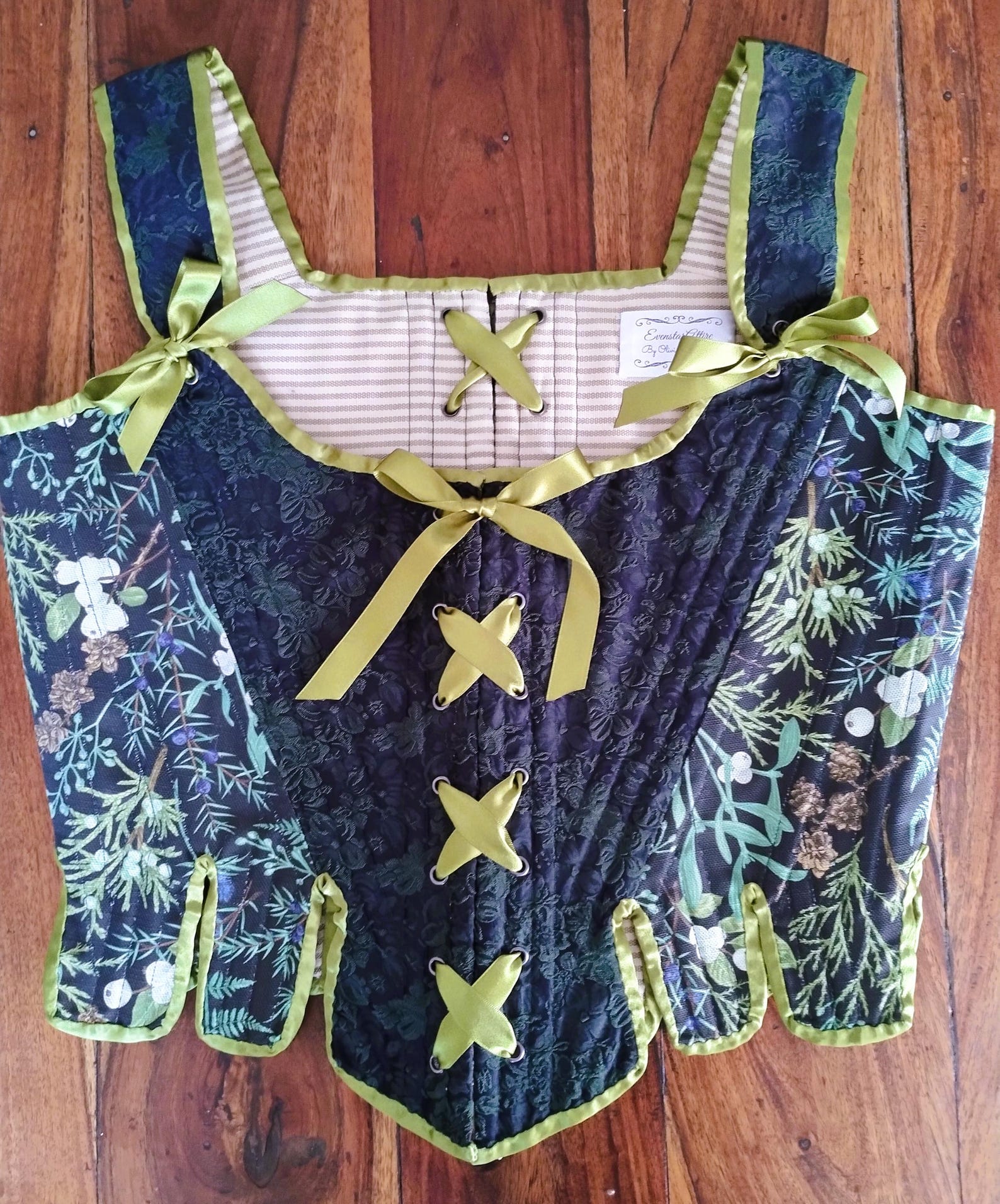 18th Century Stays Front and Back Lacing Floral Cotton Stays Historical ...