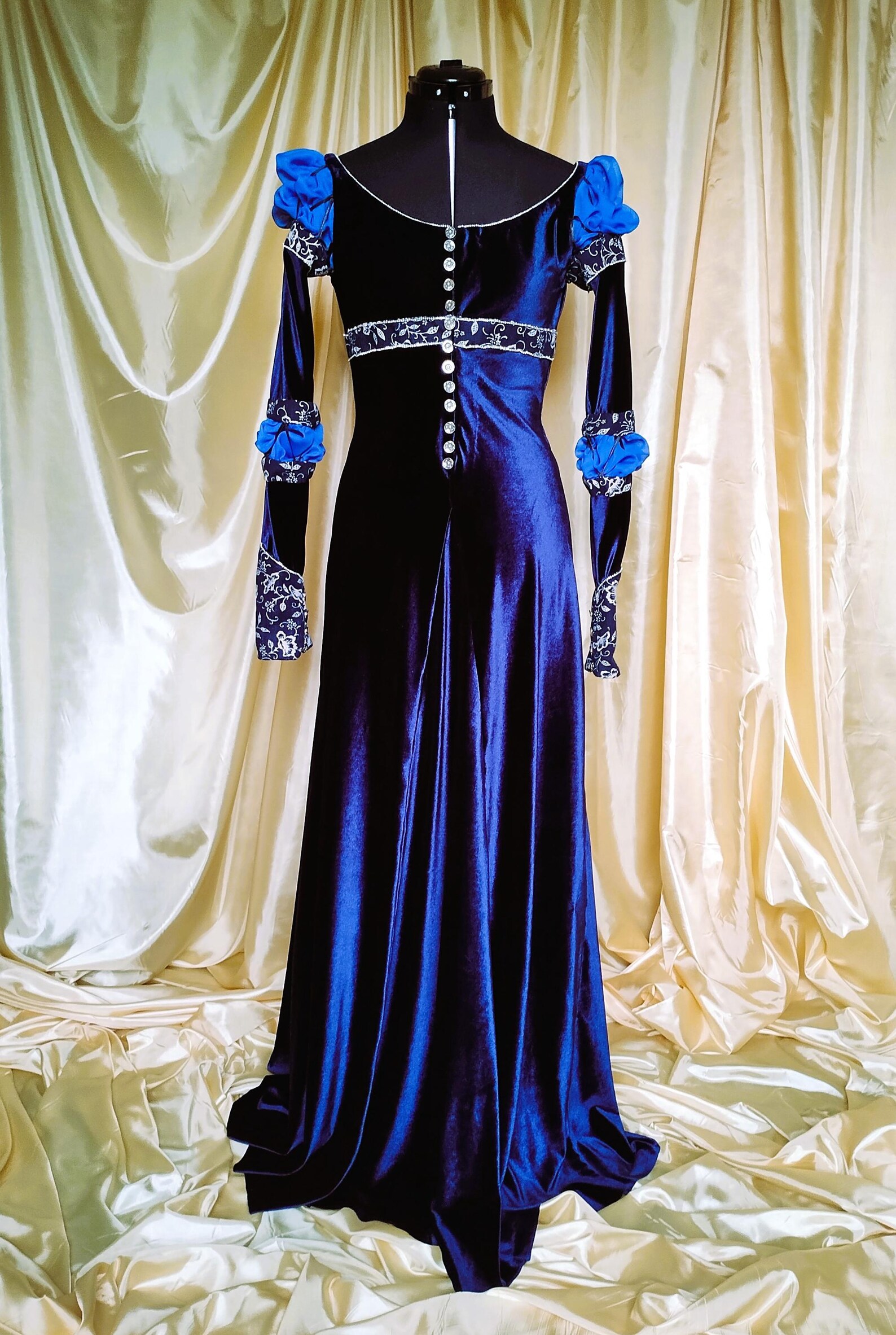Velvet Gown, Blue Dress, Fantasy Gown, Ren-fair Dress, Royal Core Gown ...