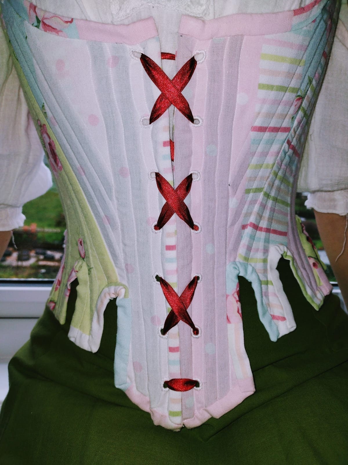 18th Century Stays Front and Back Lacing Floral Cotton Stays Historical ...