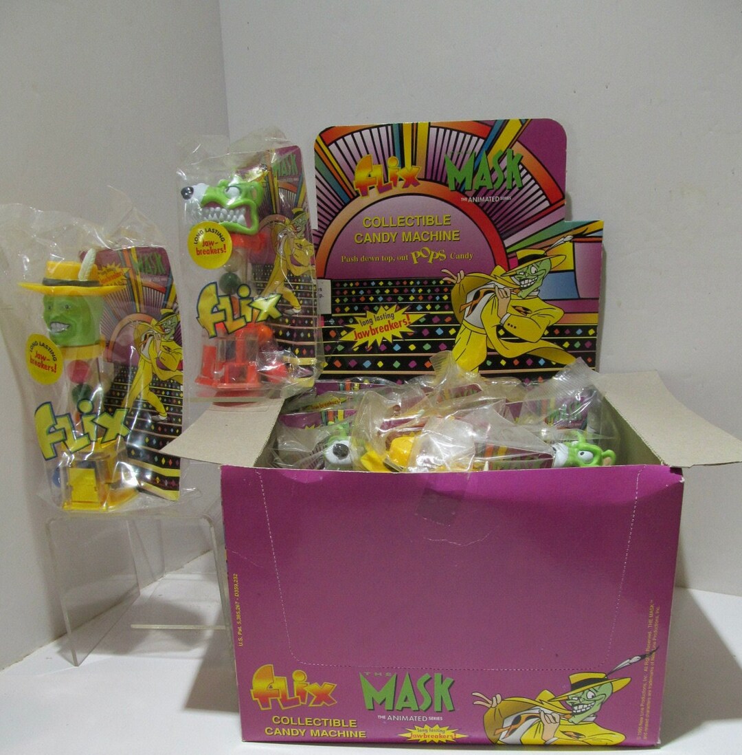 Vintage Flix the Mask Candy Machine Dispensers Sealed Jawbreakers Case ...