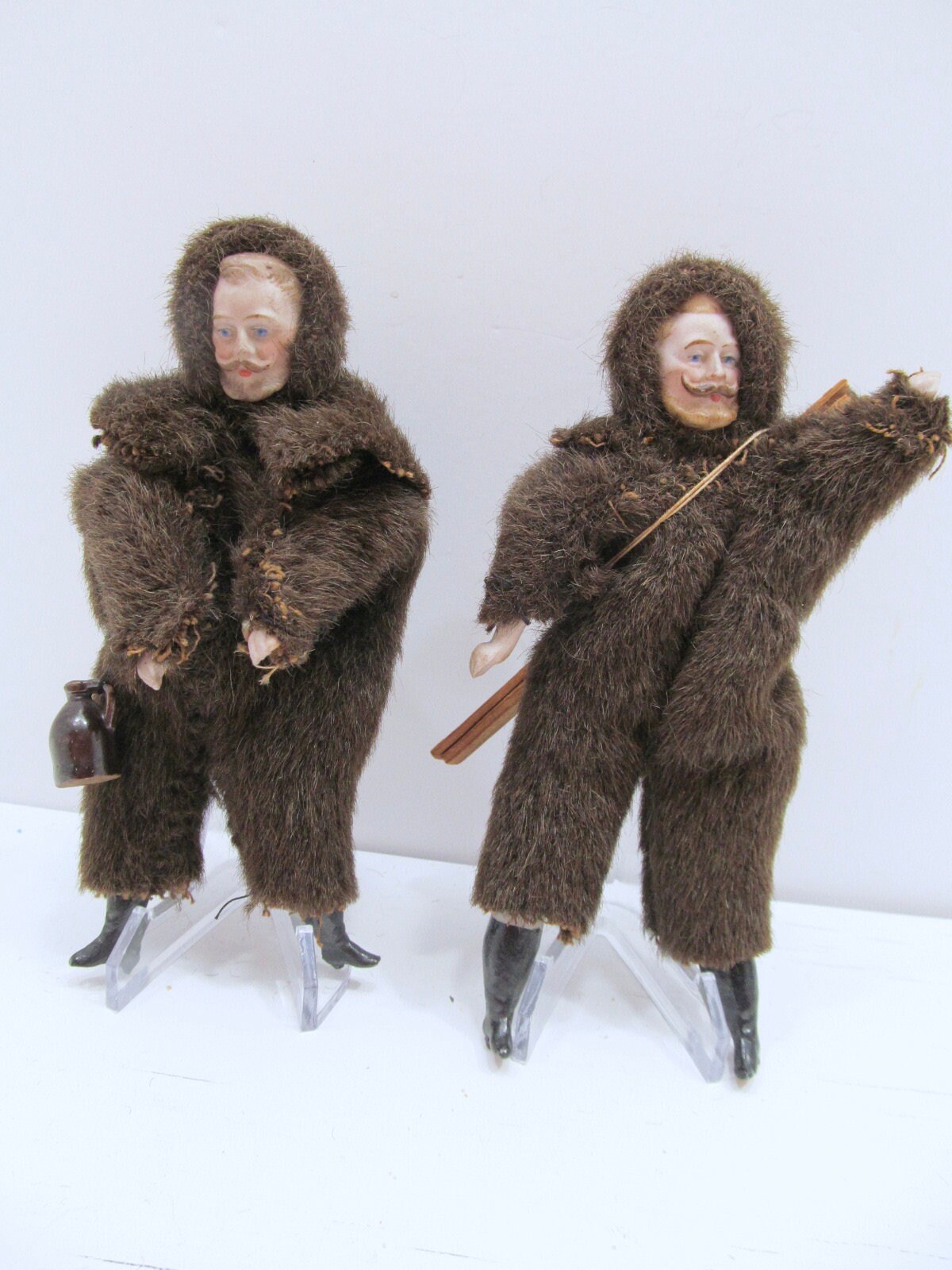Robert Peary and Frederick Cook Figures, North Pole Discovery Bisque ...
