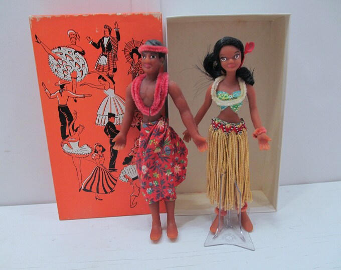 MIB Hula Man and Woman Flagg Dolls, 1950's - Etsy