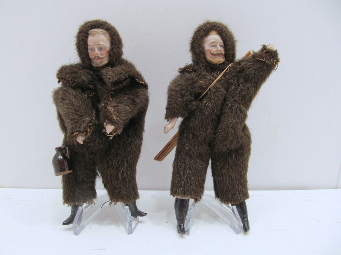 Robert Peary and Frederick Cook Figures, North Pole Discovery Bisque ...