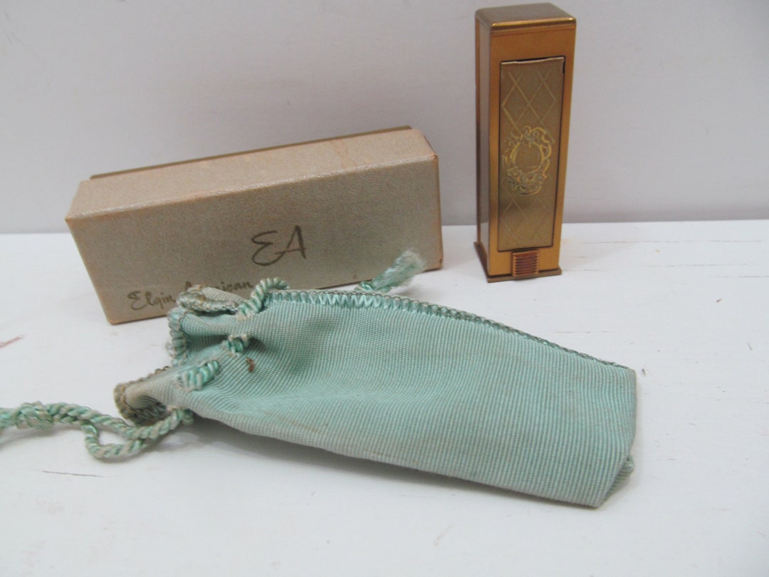 Vintage Elgin American Goldtone Lipstick Case W/box & Bag, 1950's - Etsy