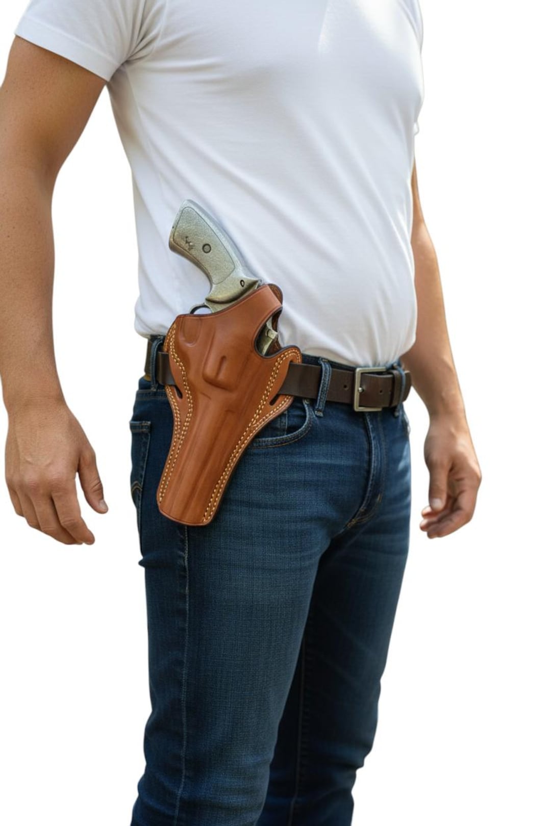 Handmade Leather OWB Holster: for Colt Python 357 Magnum 6 Inch, Right ...