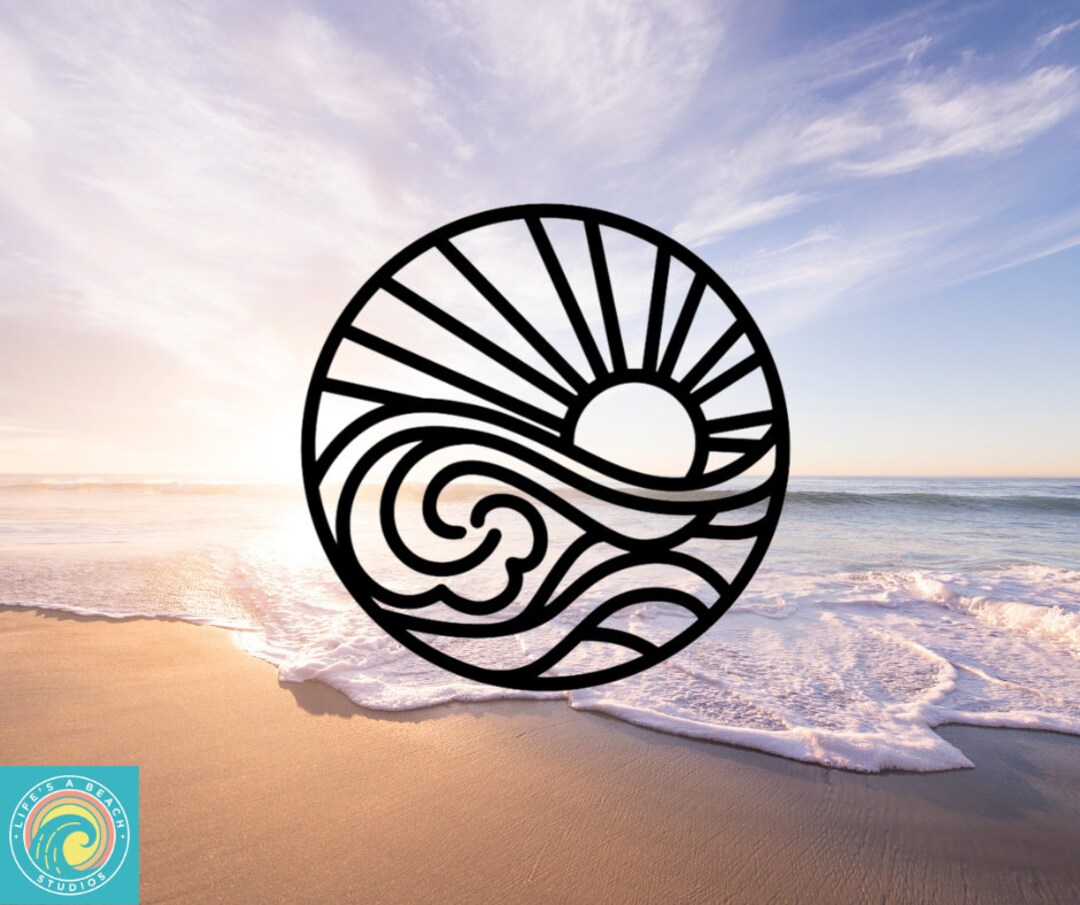 Beach Decal, Sun and Waves Decal, Beach Lover, Ocean, Surf, Car Decal ...