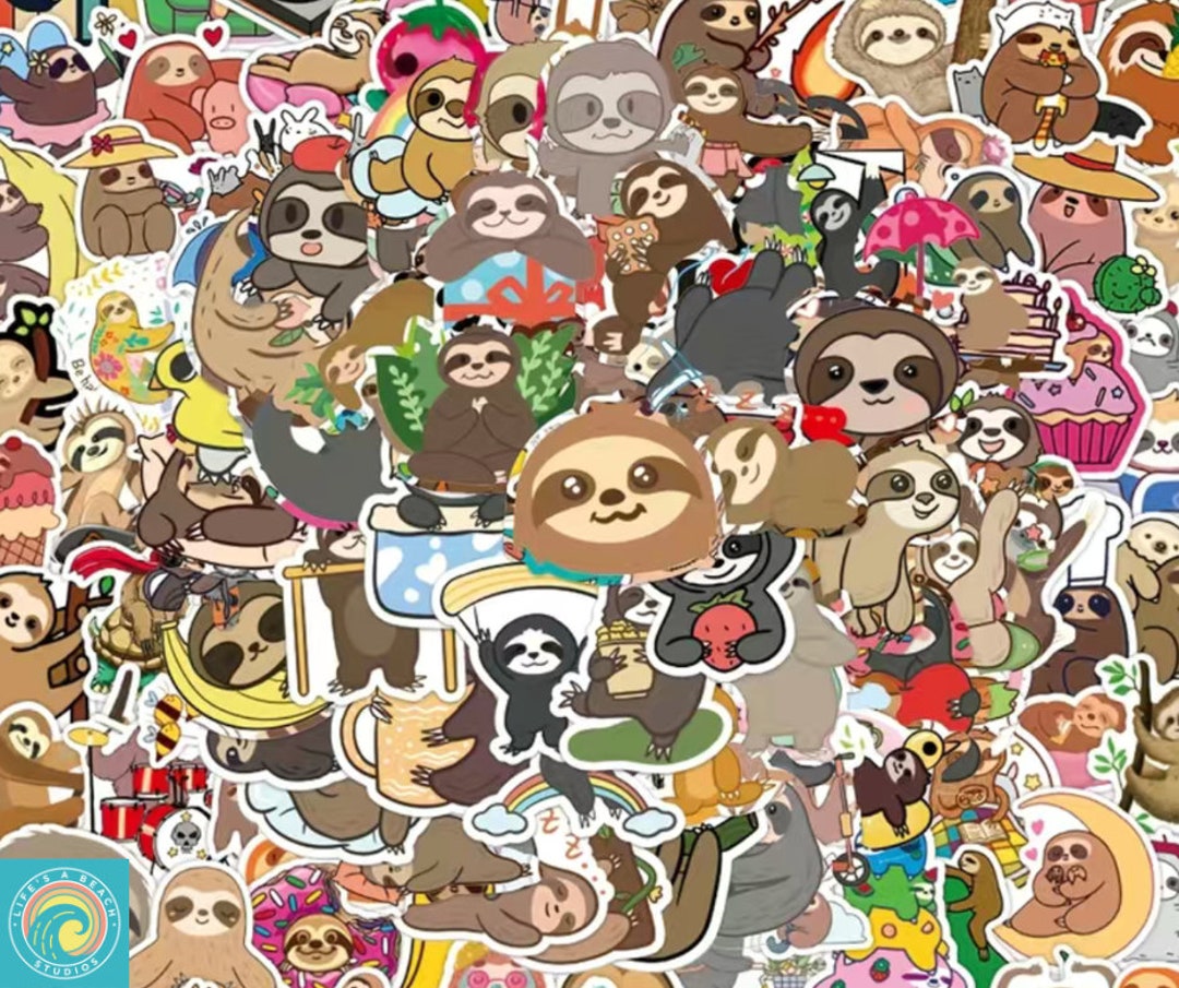 Sloth Stickers, Cute Sloth, Cartoon Sloth, Random Sticker Packs 10/20 ...