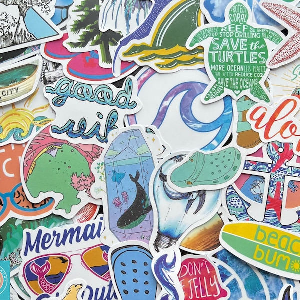 Beach Themed Clear Stickers - Etsy