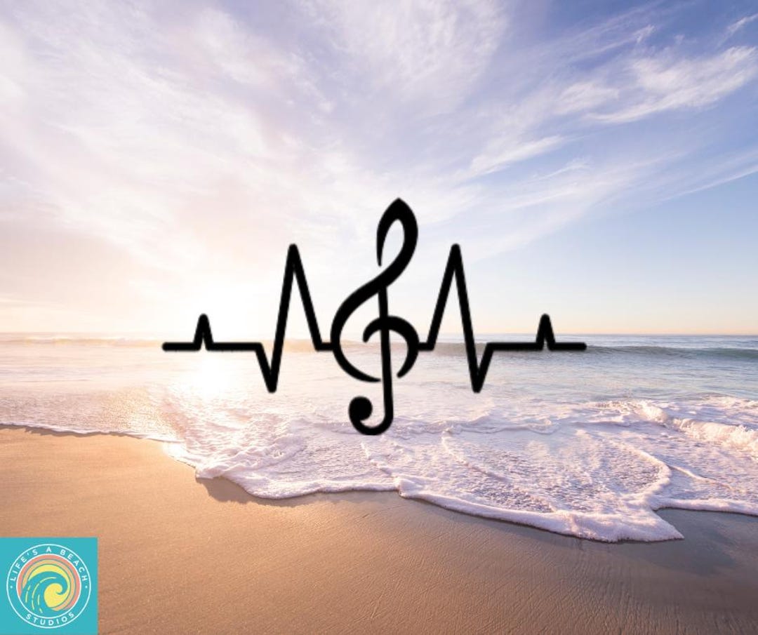 Heartbeat Music Note Decal, Music Decal, Music, Heartbeat, Car Decal ...
