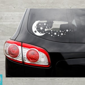 Crescent Moon and Stars Decal, Celestial Decal, Lunar Decal, Car Decal ...