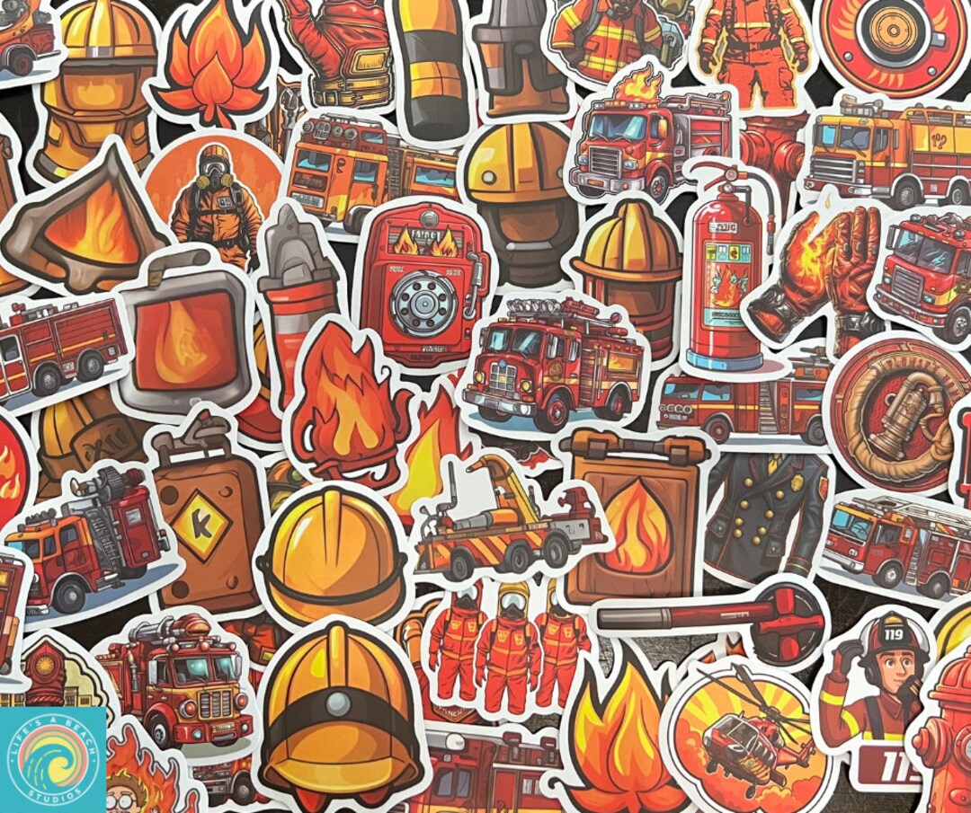 Firemen Stickers, Firefighters, Fire Department, Random Sticker Packs ...