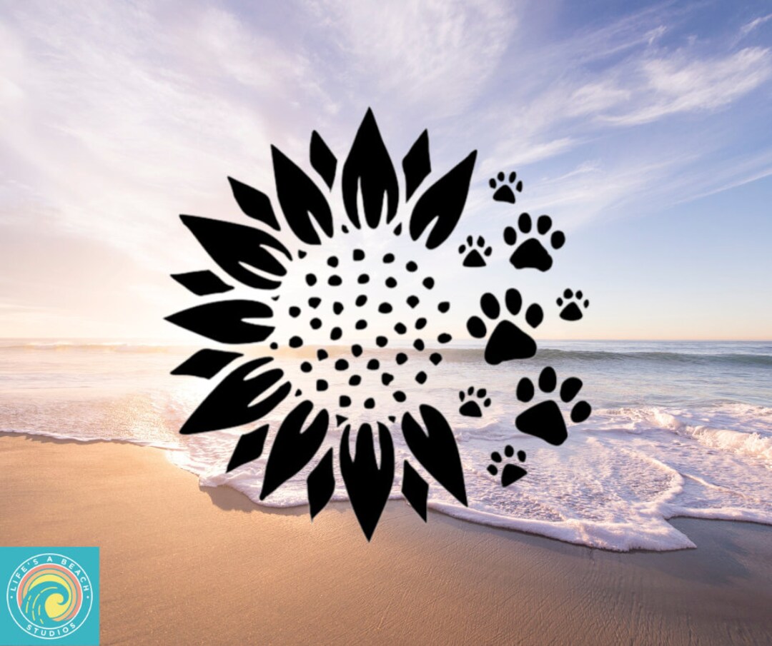 Paw Print Sunflower Decal, Pet Paw Print, Car Decal, Wall Decal ...