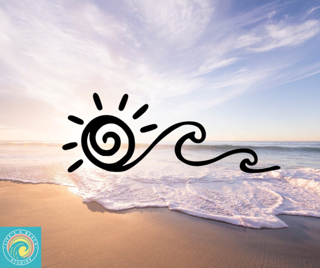 Ocean Wave Decal, Sun, Surfing, Beach Wave, Car Decal, Wall Decal ...