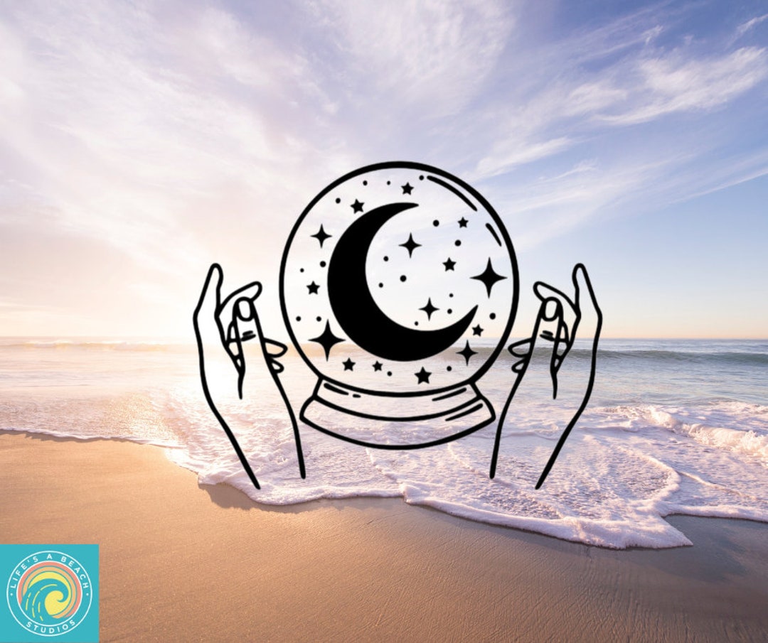 Crystal Ball Decal, Crescent Moon, Fortune Teller, Mystical, Car Decal ...