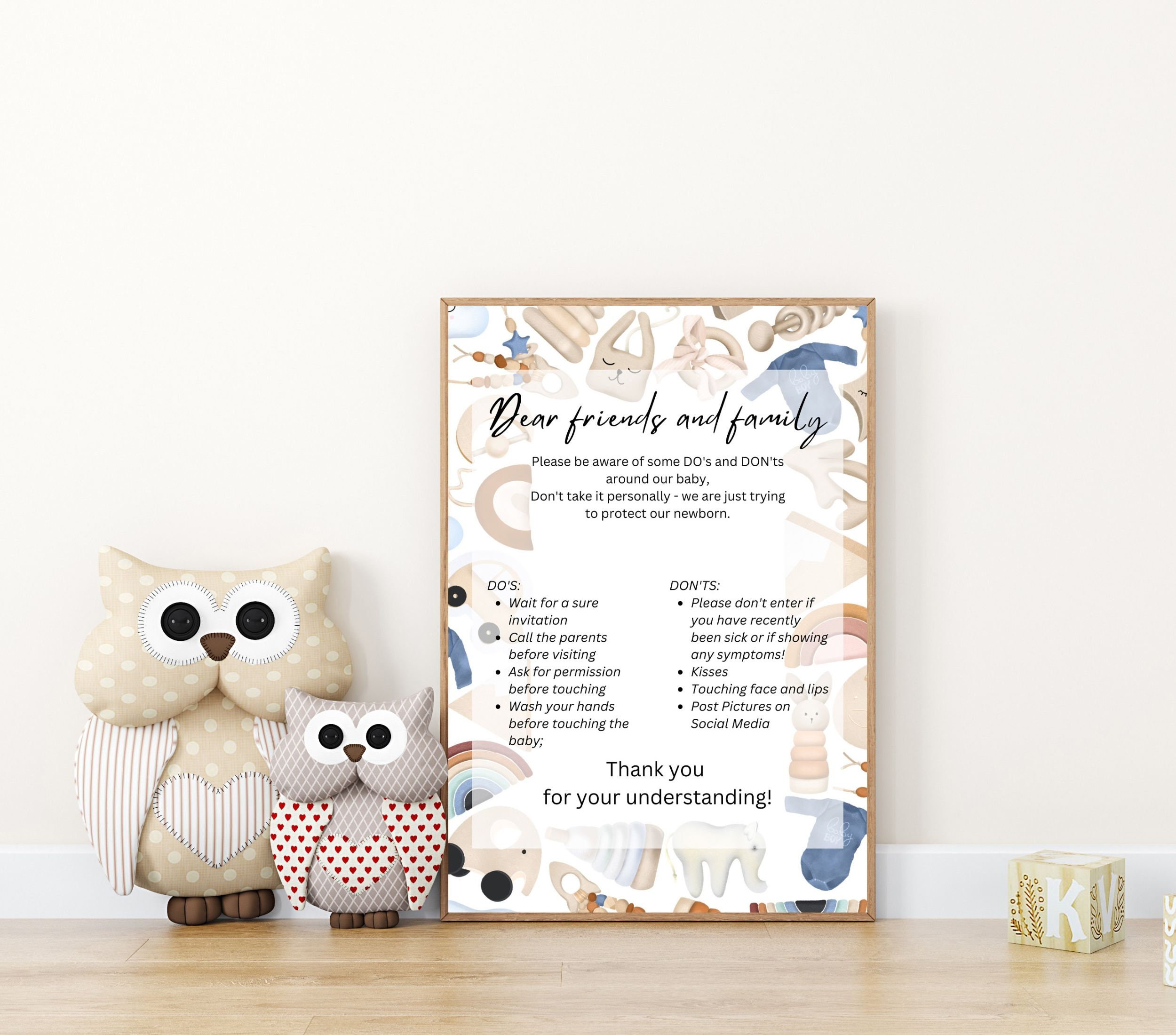 Editable Baby Visitors Do's and Don'ts Sign, Baby Bou Boho Nursery Sign ...